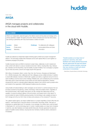 AKQA manages projects and collaborates in the cloud with Huddle. | PDF