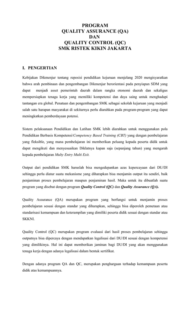 Akreditasi qc dan qa tmo kikin | PDF