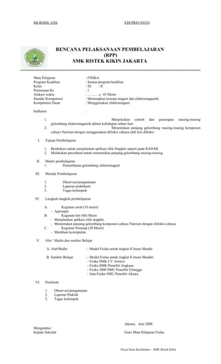 Akreditasi rpp fisika xi kikin | DOC