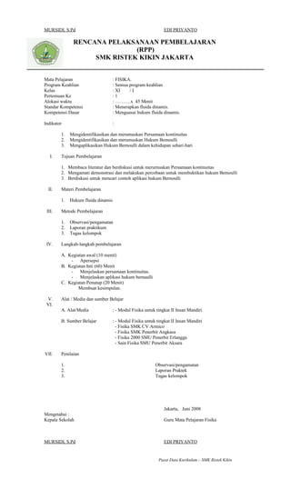 Akreditasi rpp fisika xi kikin | DOC