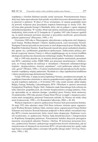 Francuskie reakcje wobec problemu zjednoczenia Niemiec po II wojnie ...