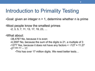Introduction to the AKS Primality Test | PPTX