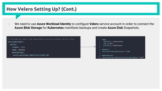 AKS backup with Velero and Workload Identities | PDF
