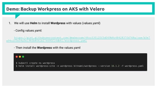 AKS backup with Velero and Workload Identities | PDF