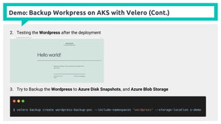 AKS backup with Velero and Workload Identities | PDF