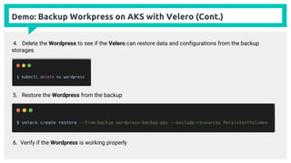 AKS backup with Velero and Workload Identities | PDF