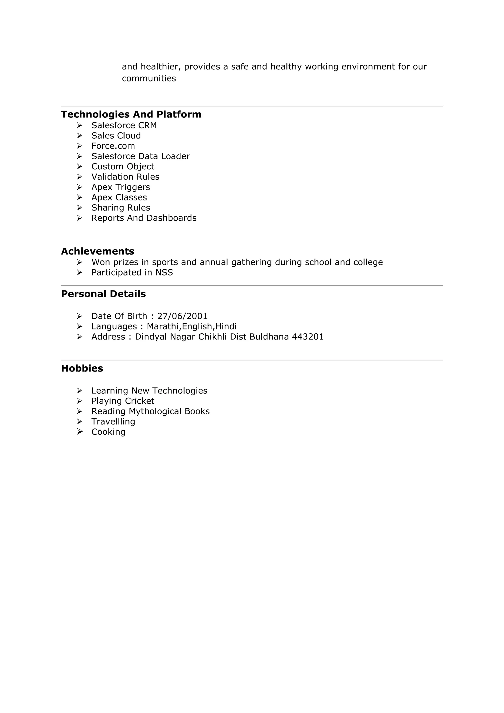 Updated Resume For Atharv Dipak Kulkarni | PDF