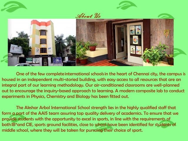Akshar arbol International IB School | PPT
