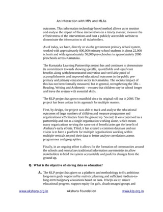 Akshara foundation : An interaction with MPs and MLAs | PDF