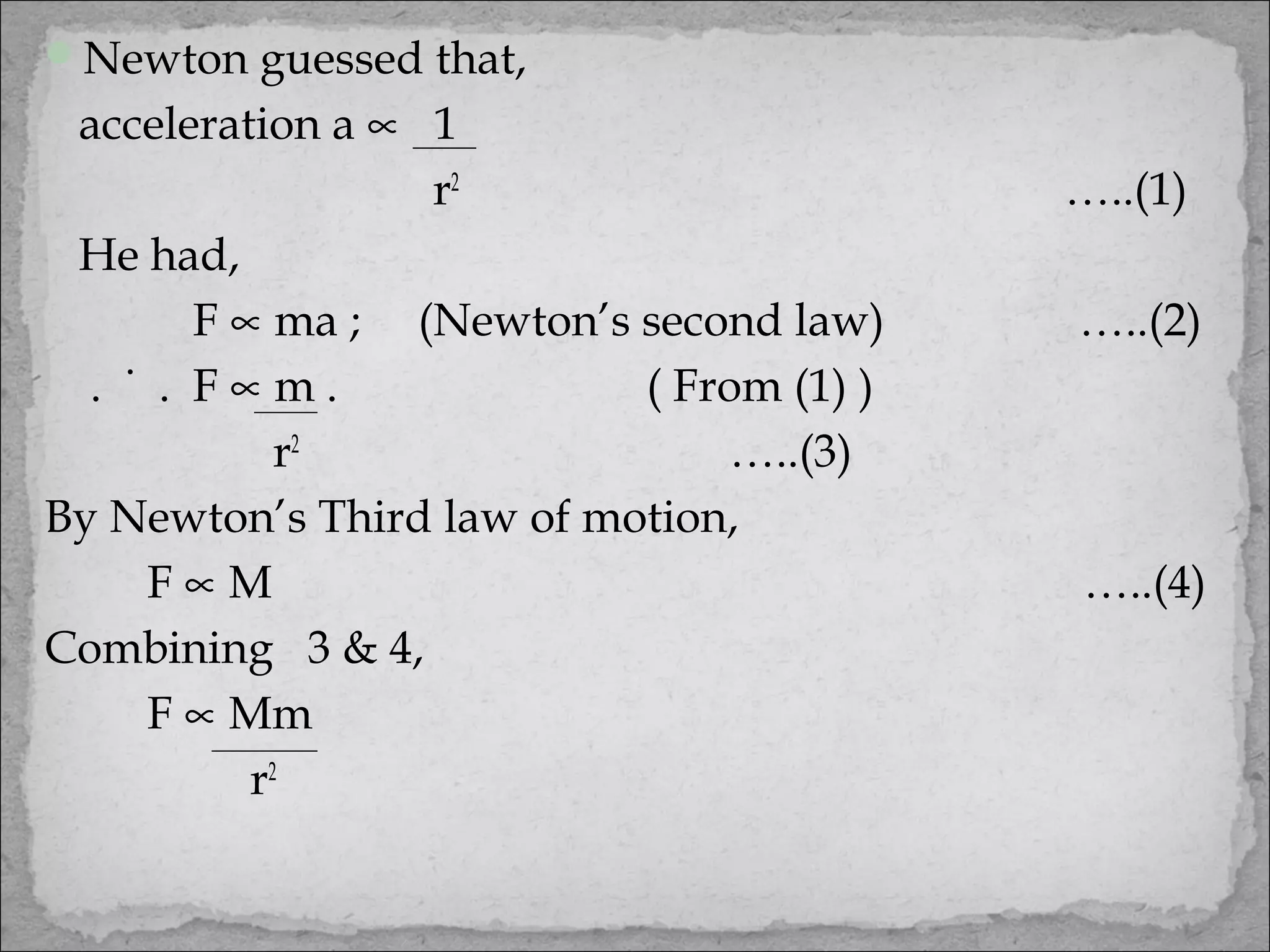 Newton's Law of Universal Gravitation | PPT