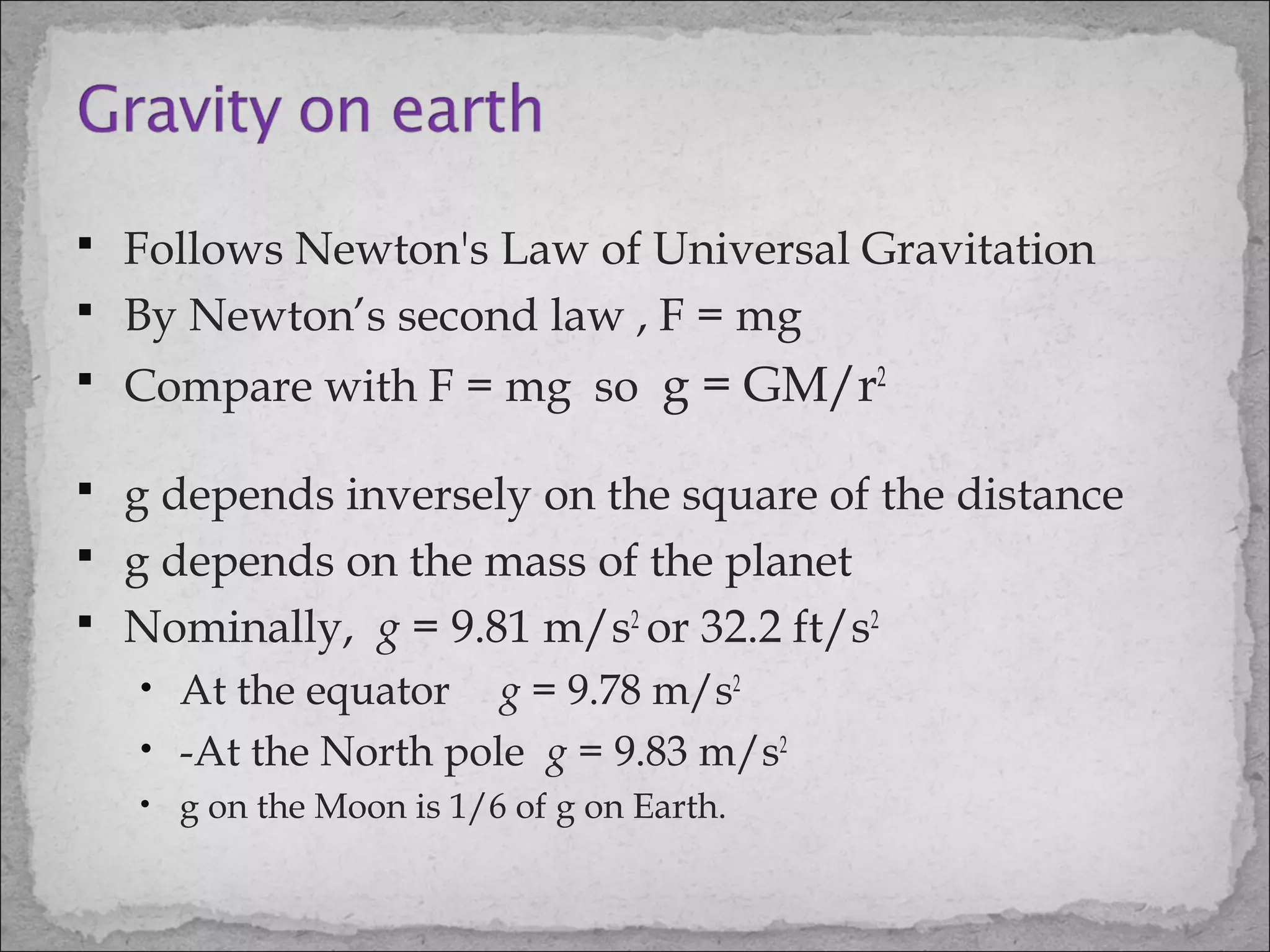Newton's Law of Universal Gravitation | PPT