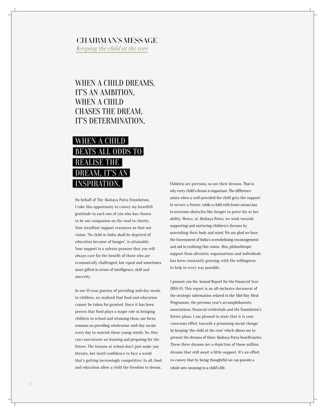 Akshaya Patra - Annual Report 2015 | PDF