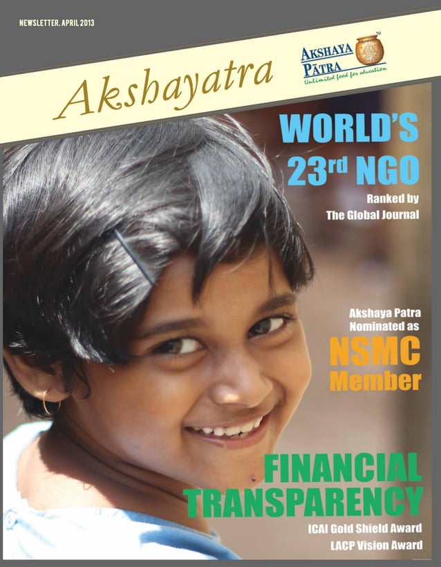 Akshaya Patra Ranked 23rd among Top 100 NGOs by The Global Journal | PDF