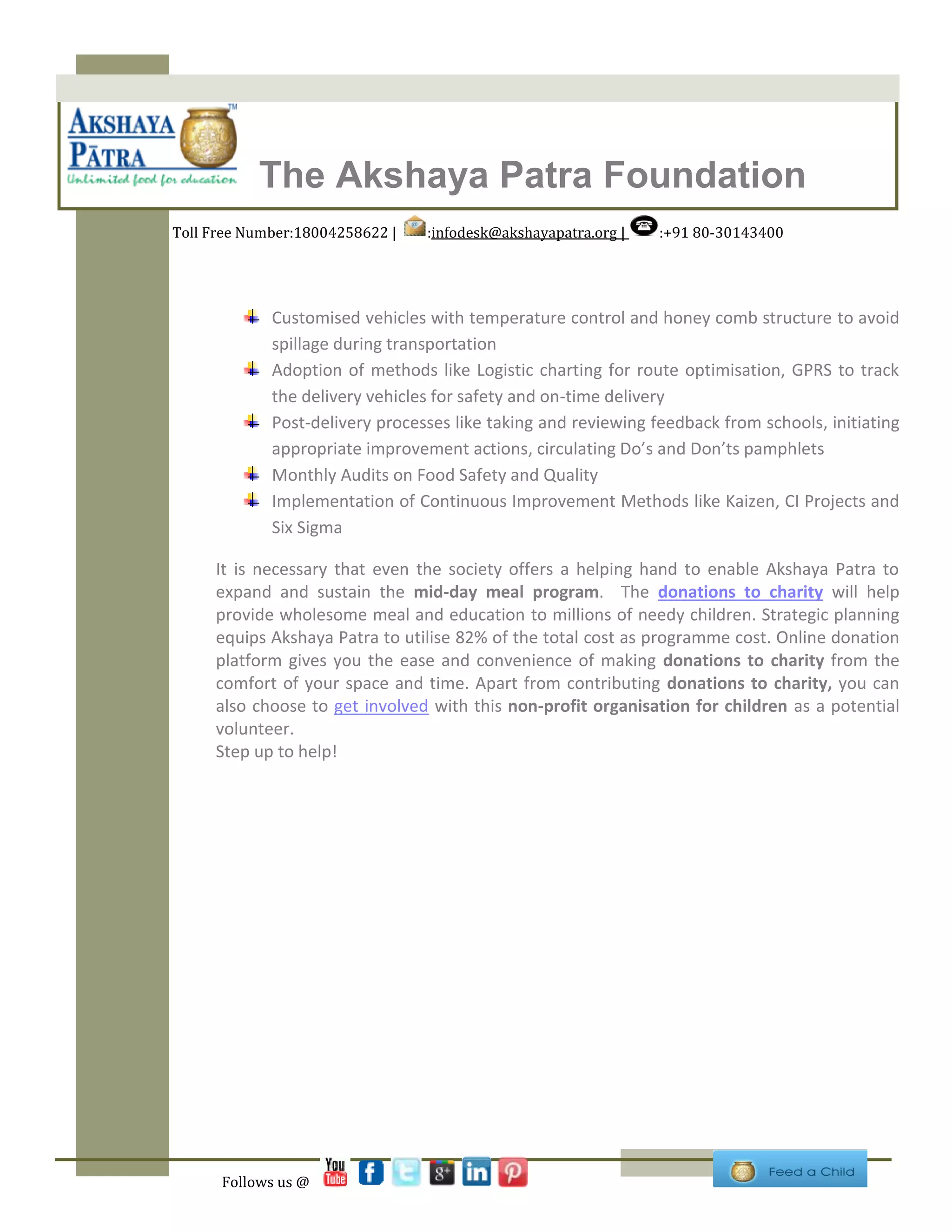 Akshaya patra’s kitchen process in implementing the mid day meal ...