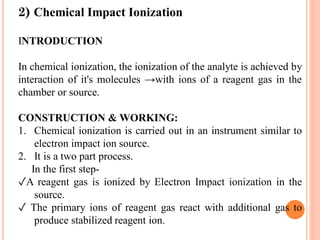 Ionization Techniques In Mass Spectroscopy | PDF