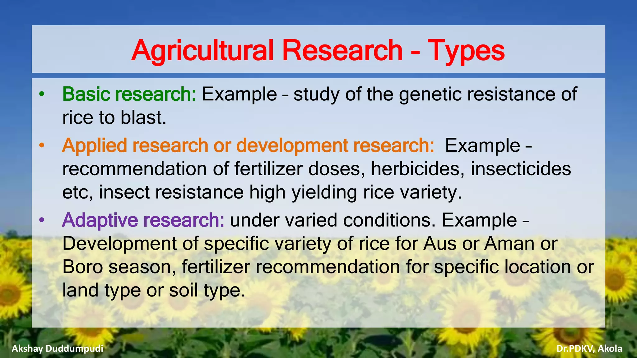 STATISTICAL METHODS AND TECHNIQUES FOR AGRONOMIC RESEARCH | PPTX