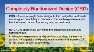 STATISTICAL METHODS AND TECHNIQUES FOR AGRONOMIC RESEARCH | PPTX