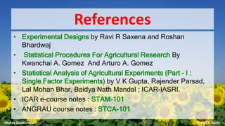 STATISTICAL METHODS AND TECHNIQUES FOR AGRONOMIC RESEARCH | PPTX