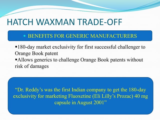 hatch-waxman act@amendments | PPTX | Pharmaceutical Industry | Industries