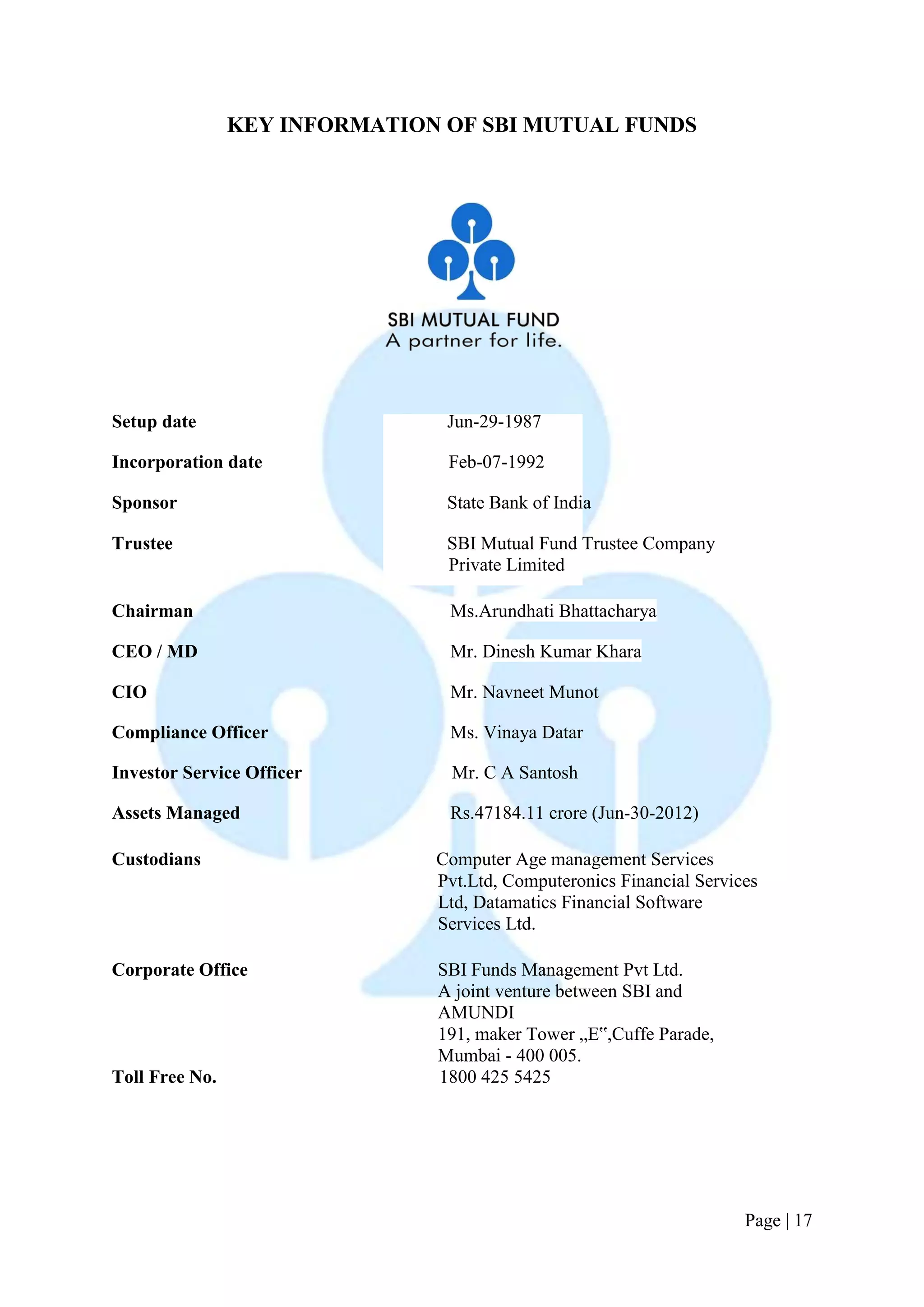 Full Project Report on SBI mutual funds. | PDF