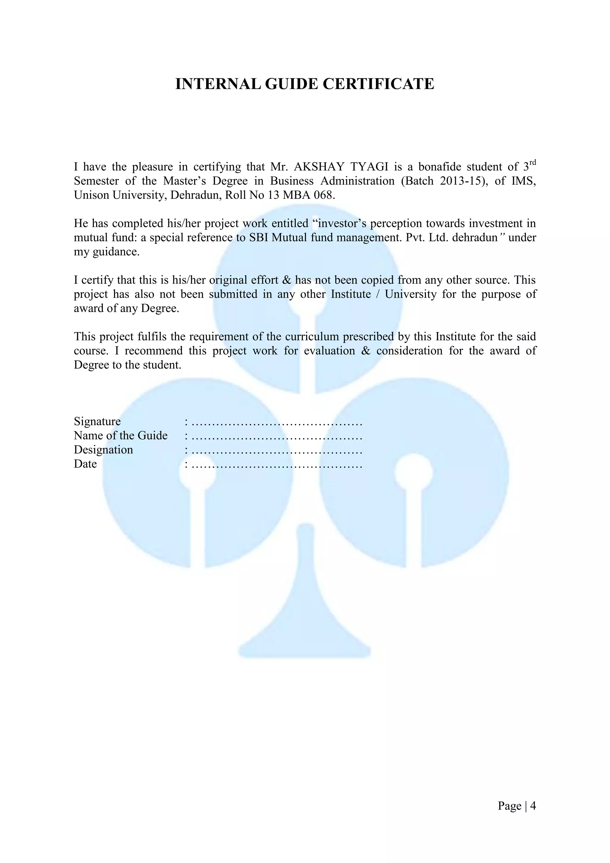 Full Project Report on SBI mutual funds. | PDF