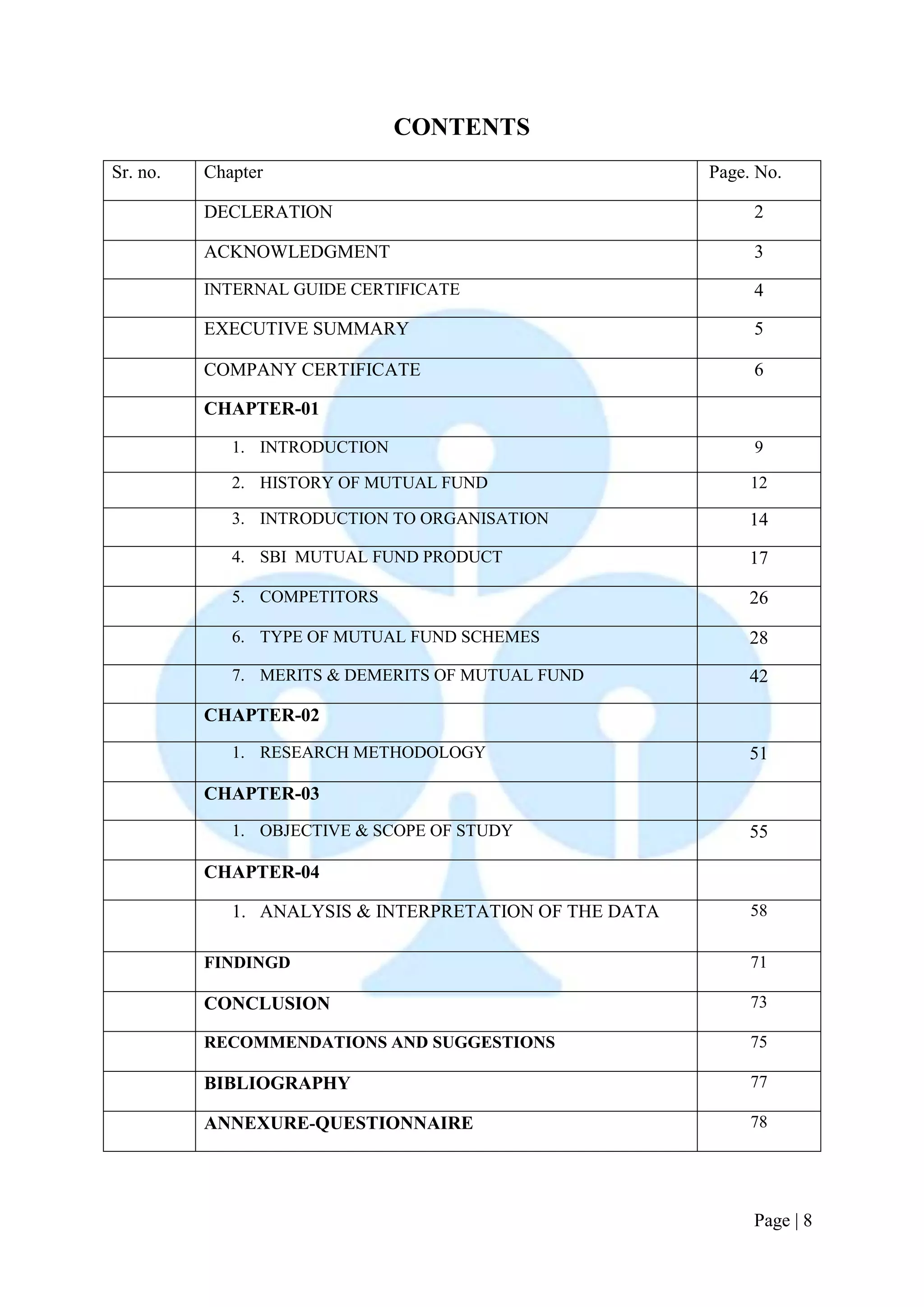 Full Project Report on SBI mutual funds. | PDF
