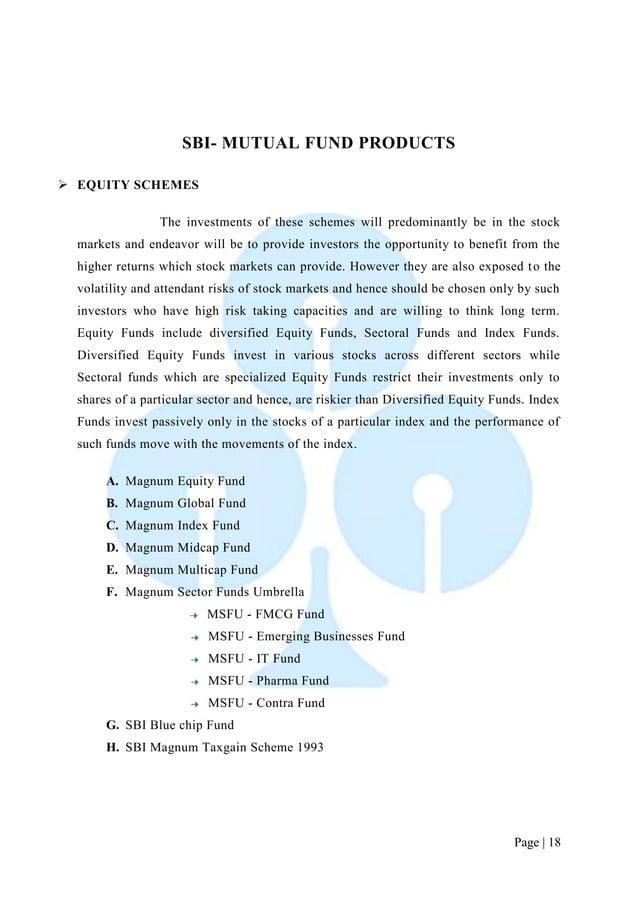 Full Project Report on SBI mutual funds. | PDF