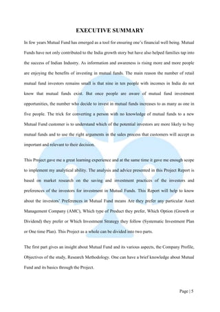 Full Project Report on SBI mutual funds. | PDF
