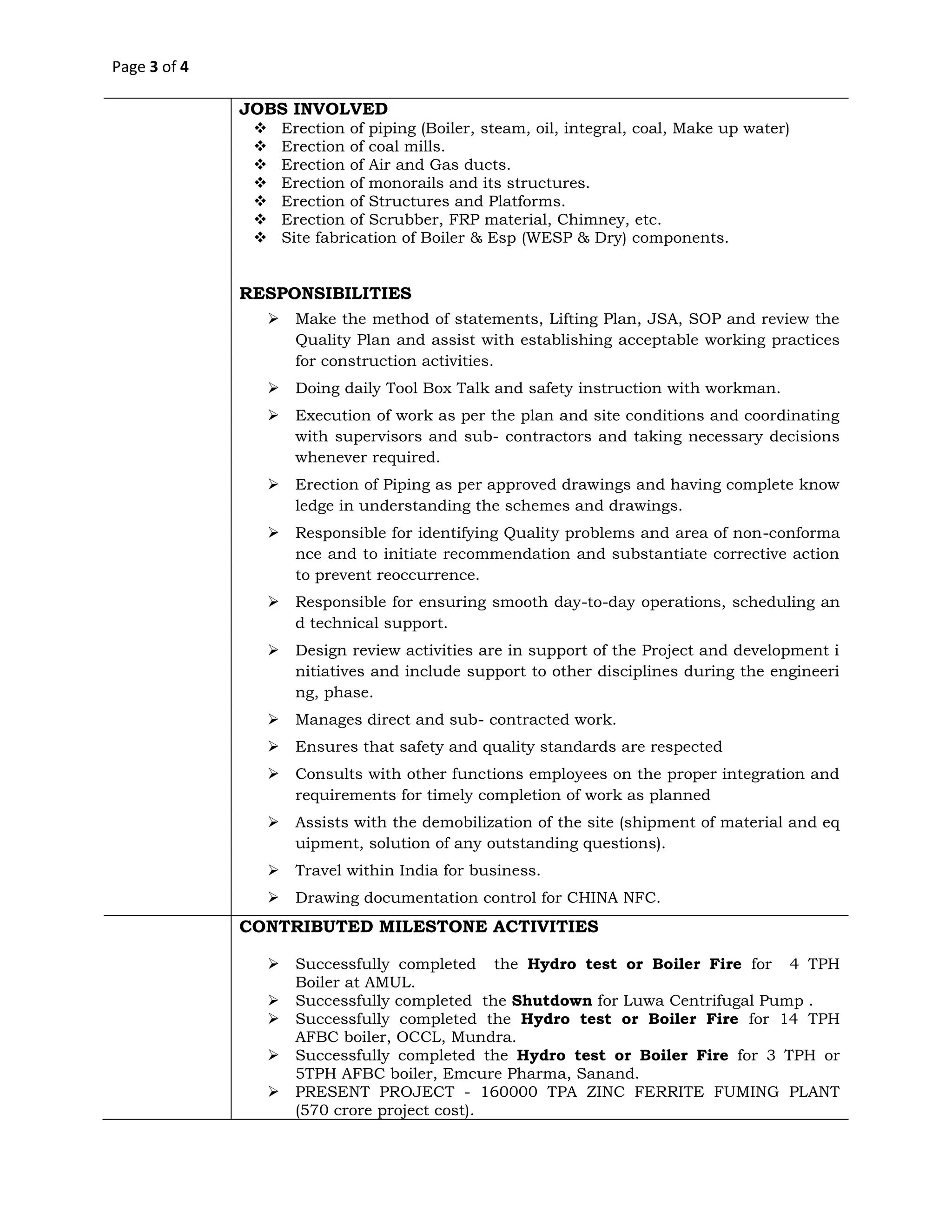 MECHANICAL PROJECT ENGINEER RESUME | PDF