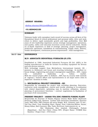 MECHANICAL PROJECT ENGINEER RESUME | PDF