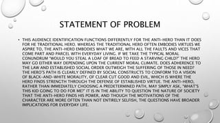 REPRESENTATION OF ANTI HERO IN FILMS | PPTX