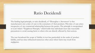 Donoghue vs. Stevenson (1932)! Case Law! | PPTX