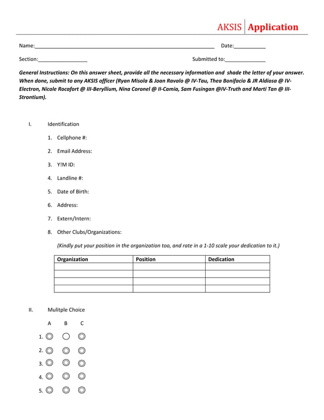 Aksis application form | PDF