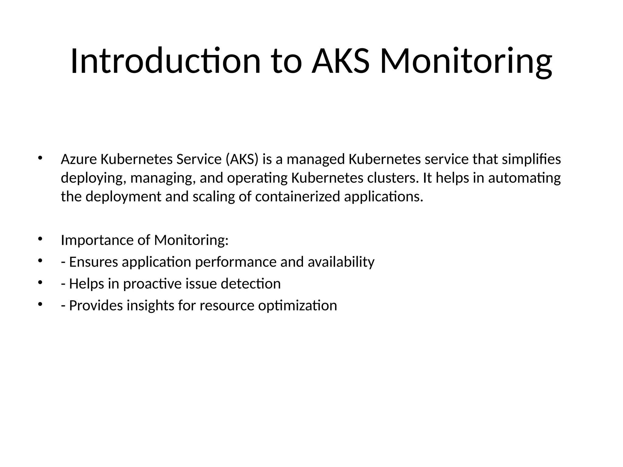 Aks Monitoring presentation overview of ACI | PPTX