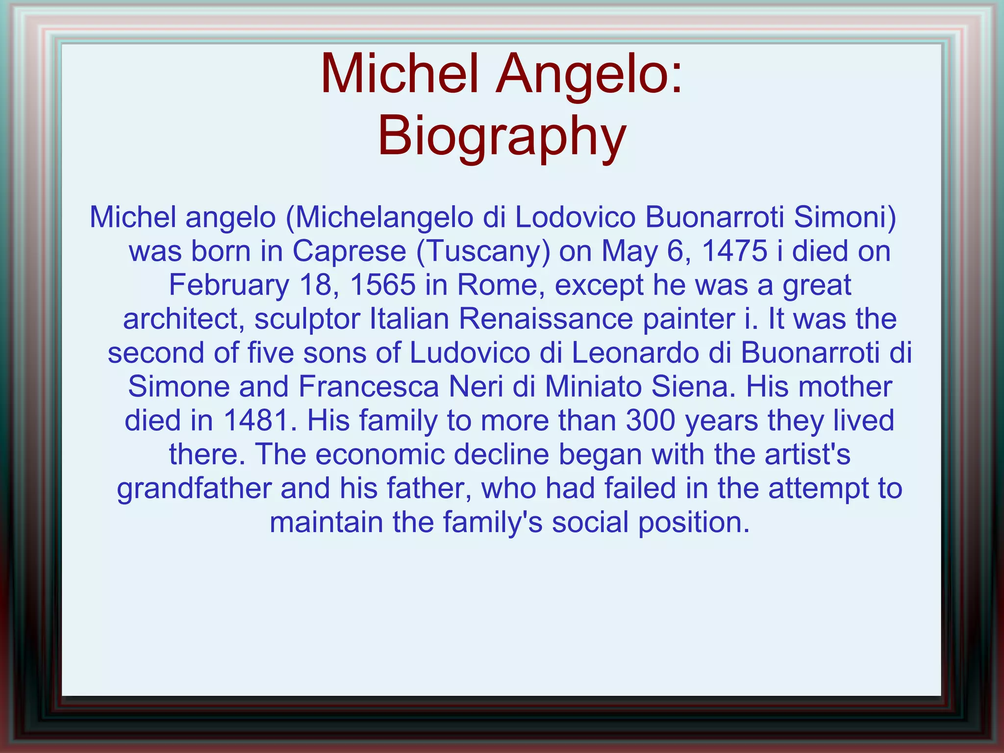 Michel Angelo and his works | PDF
