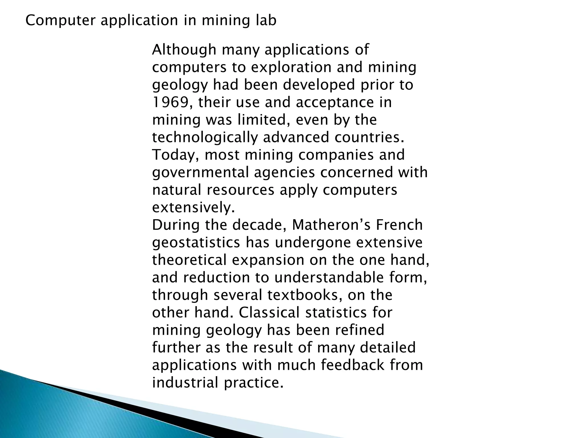 Computer Applications in Mining Engineering, AKS University | PPTX ...