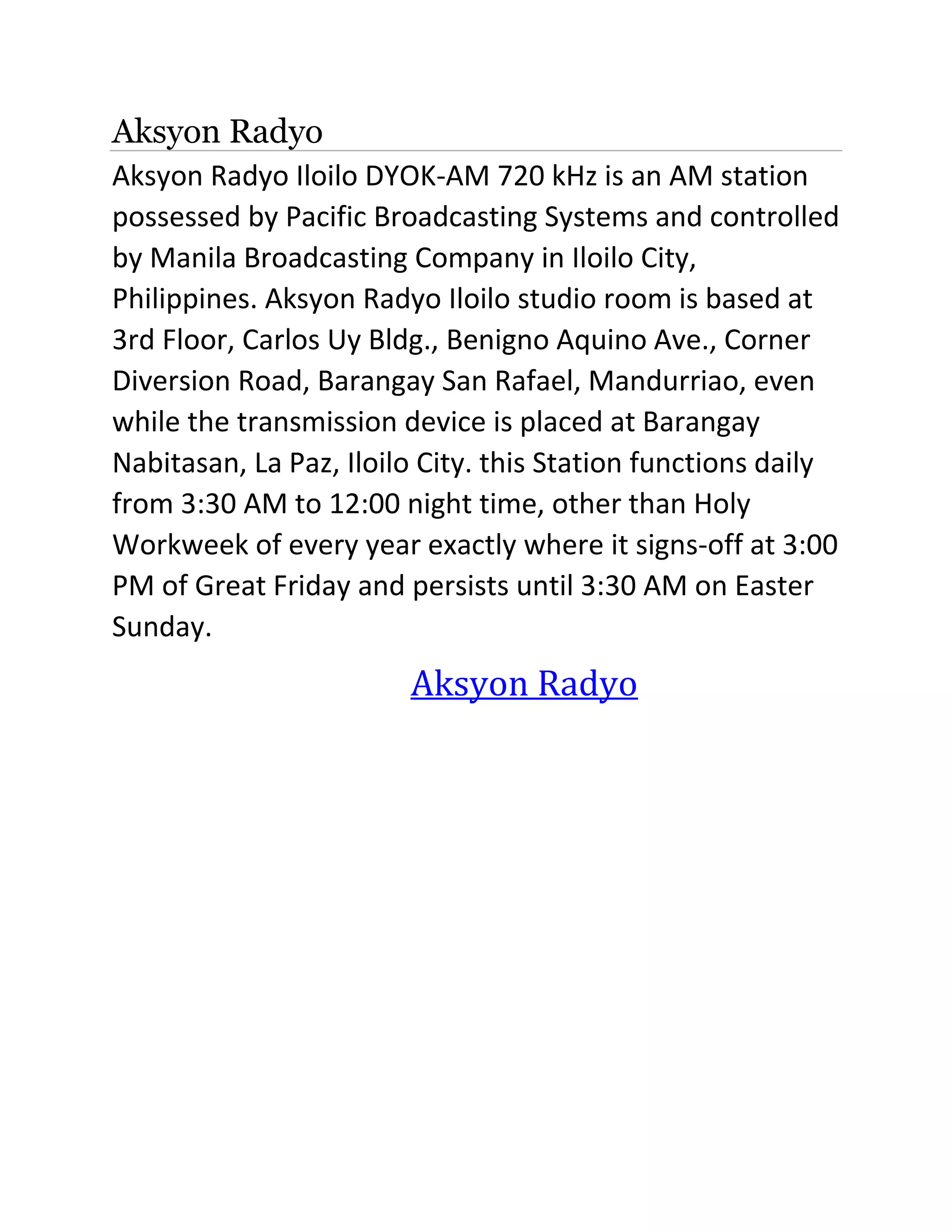 Aksyon radyo | PDF