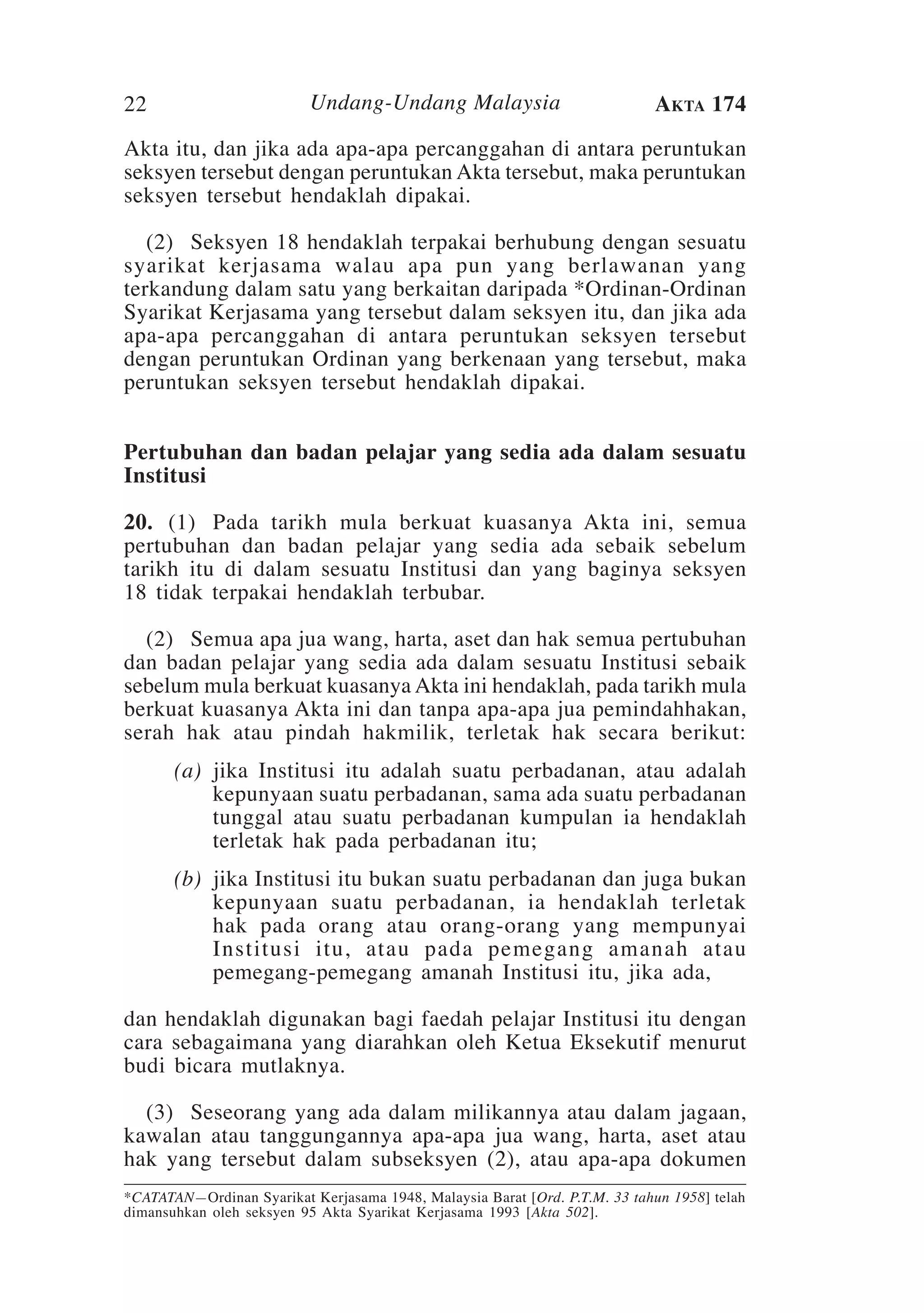 Akta 174 - Akta Institusi-Institusi Pelajaran 1976 | PDF
