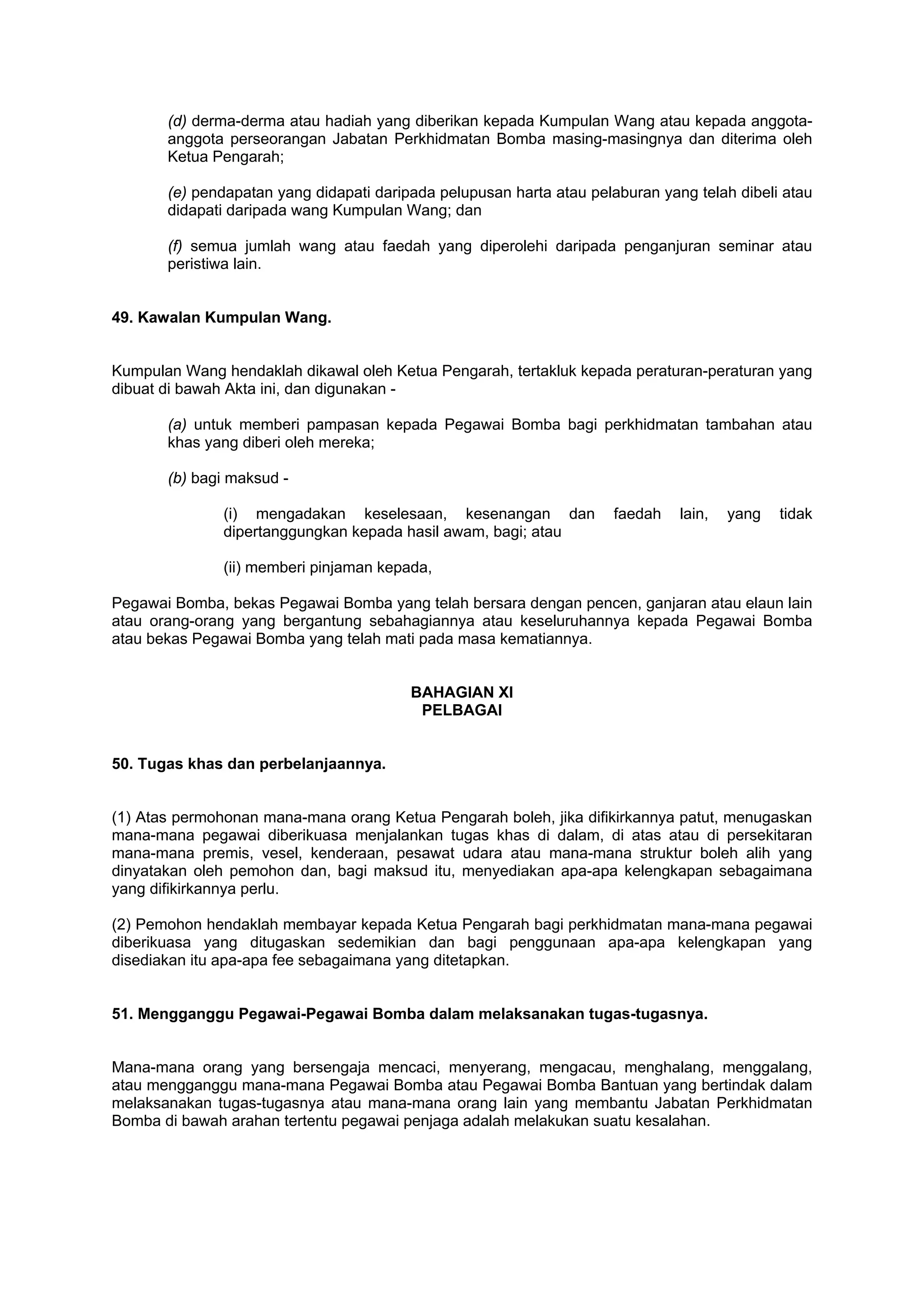 Akta 341- Akta Perkhidmatan Bomba 1988 | PDF