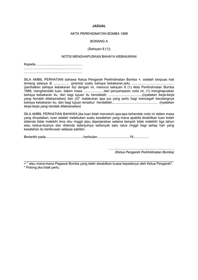 Akta 341- Akta Perkhidmatan Bomba 1988 | PDF