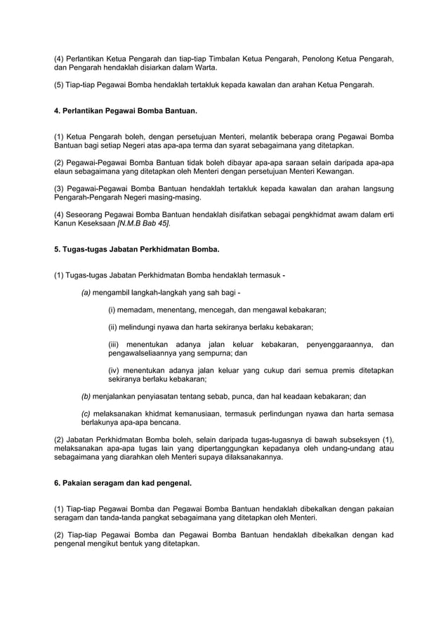 Akta 341- Akta Perkhidmatan Bomba 1988 | PDF