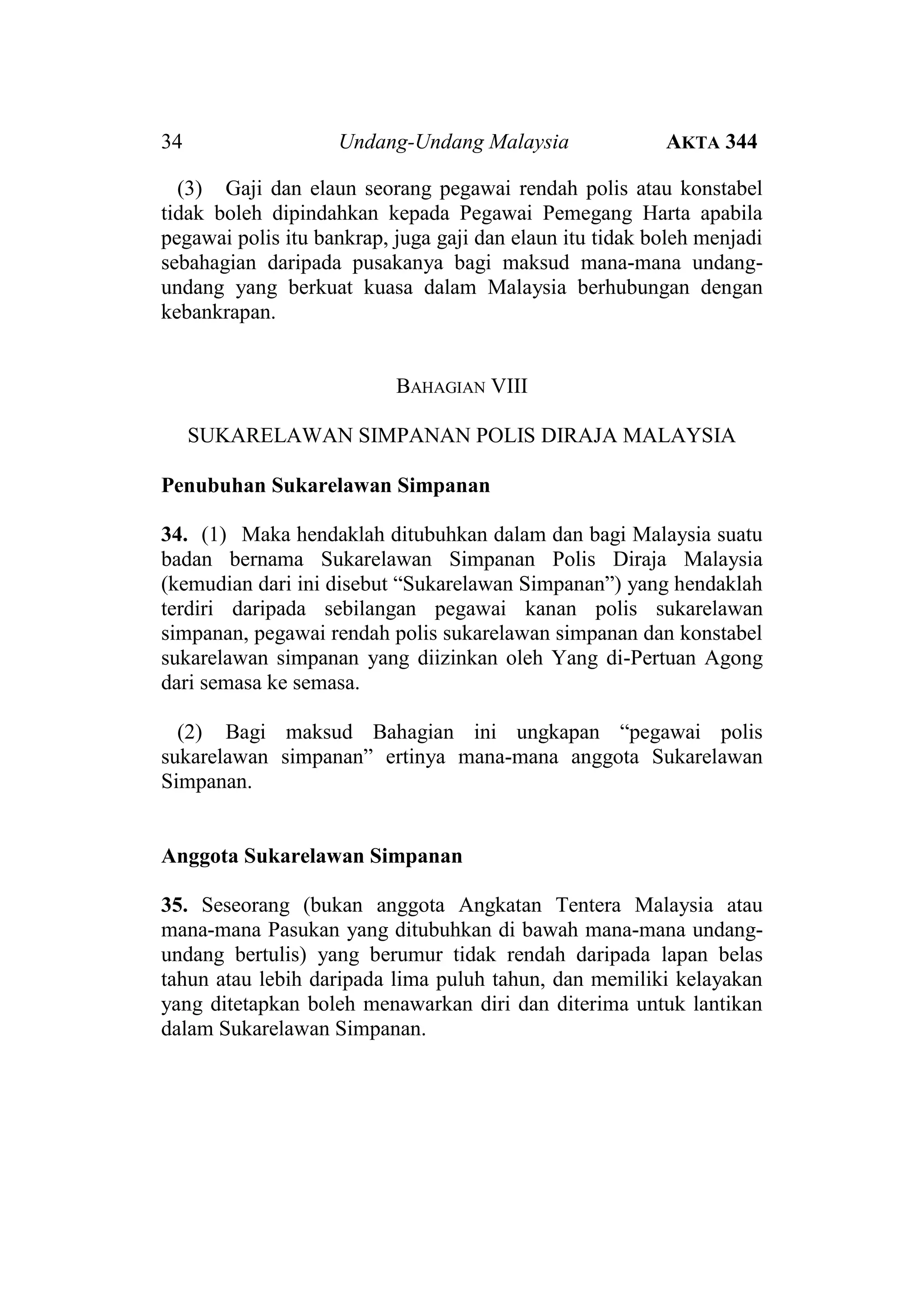 Akta 344 akta polis 1967 | PDF