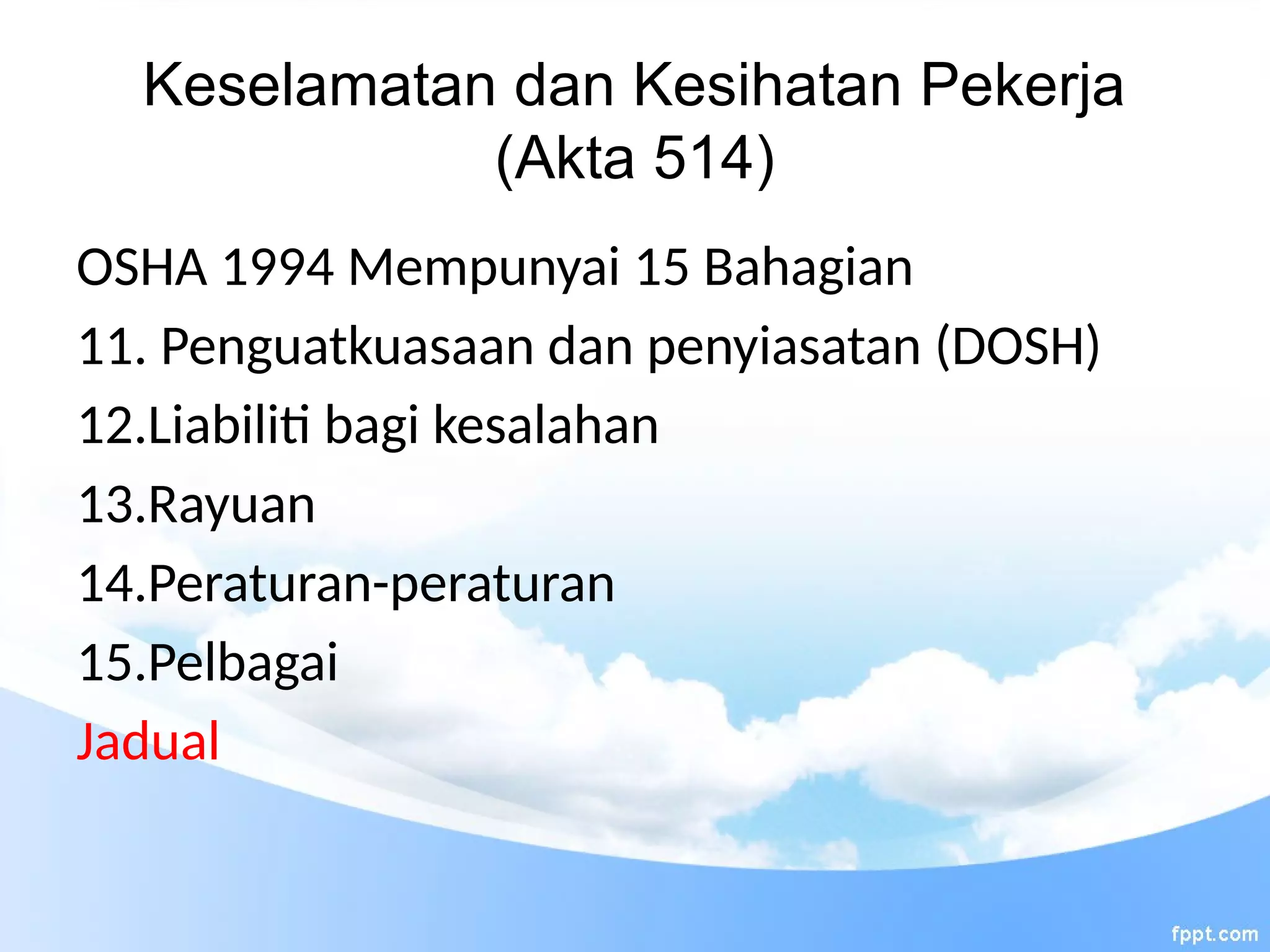Akta 514 Keselamatan dan Kesihatan Pekerja | PDF