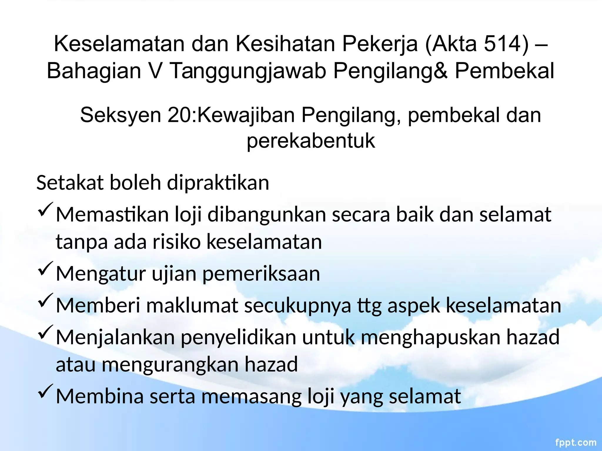 Akta 514 Keselamatan dan Kesihatan Pekerja | PDF