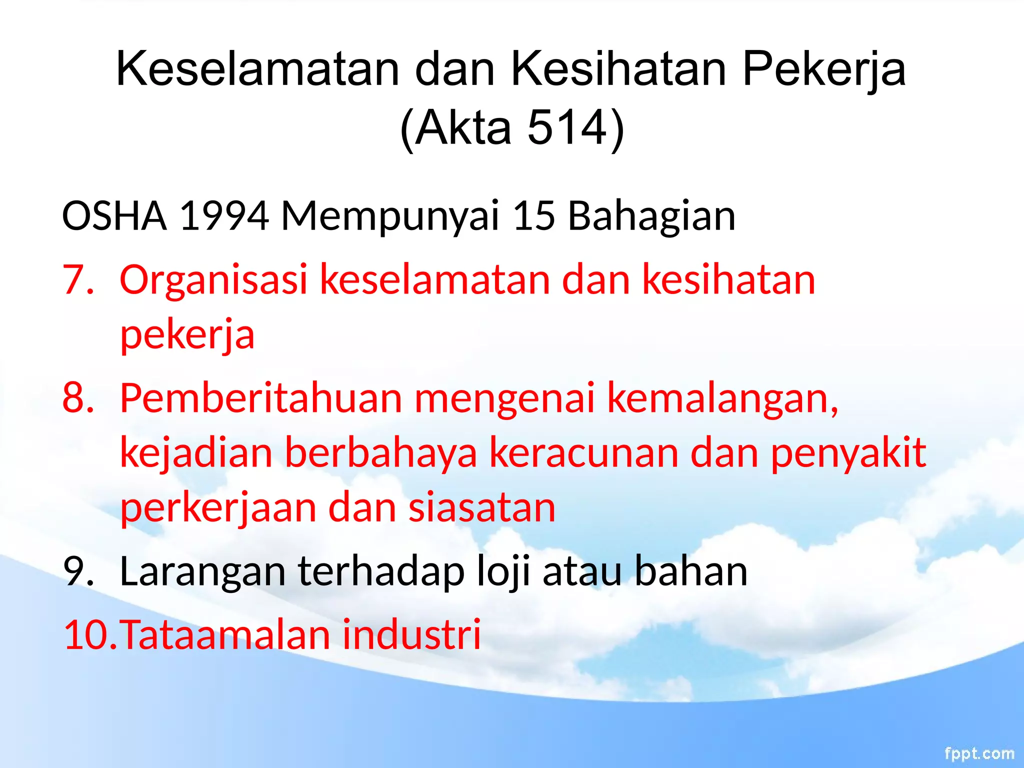 Akta 514 Keselamatan dan Kesihatan Pekerja | PDF
