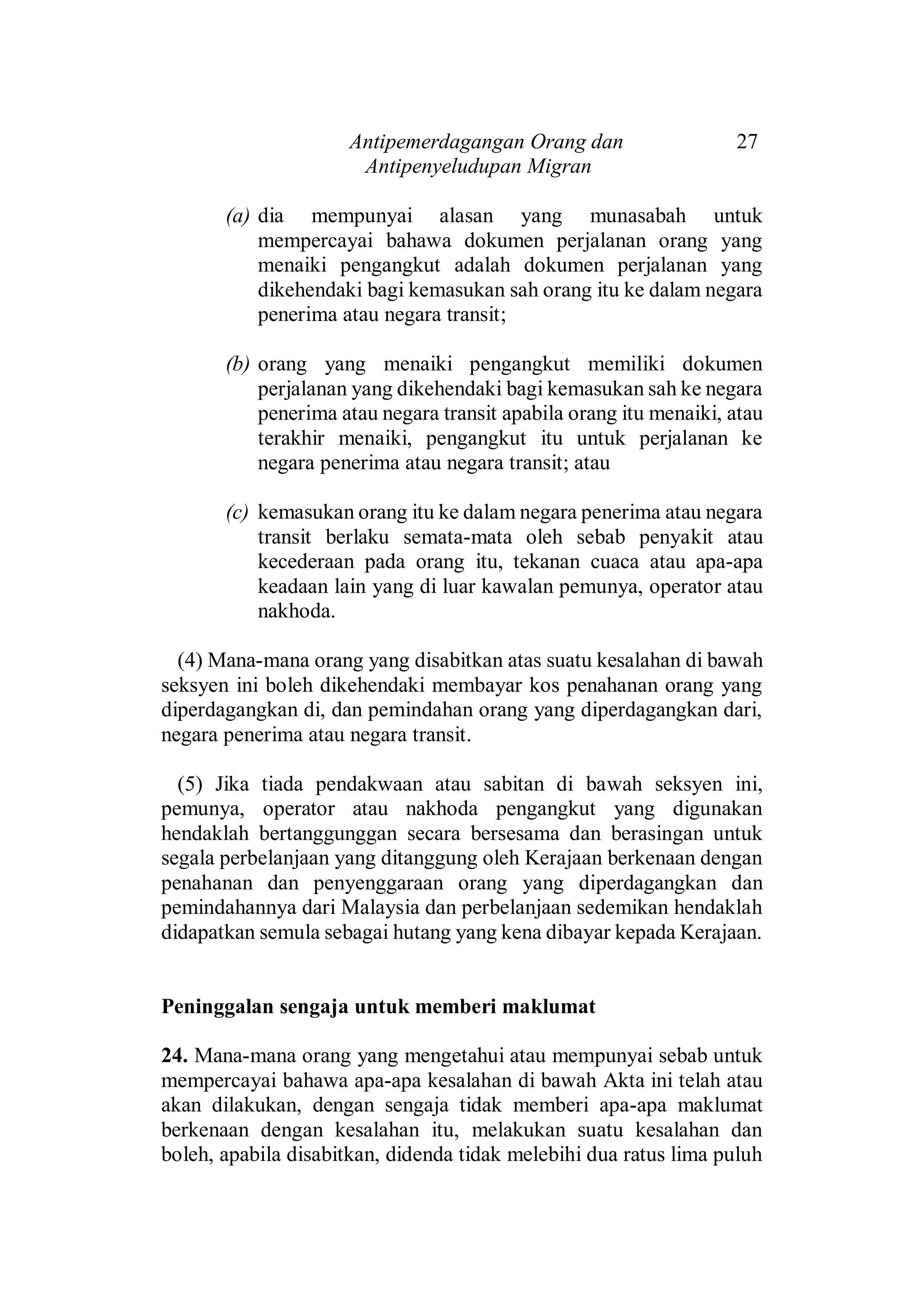 Akta Antipemerdegangan dan Penyeludupan Migran (ATIPSOM) Akta 670 | PDF