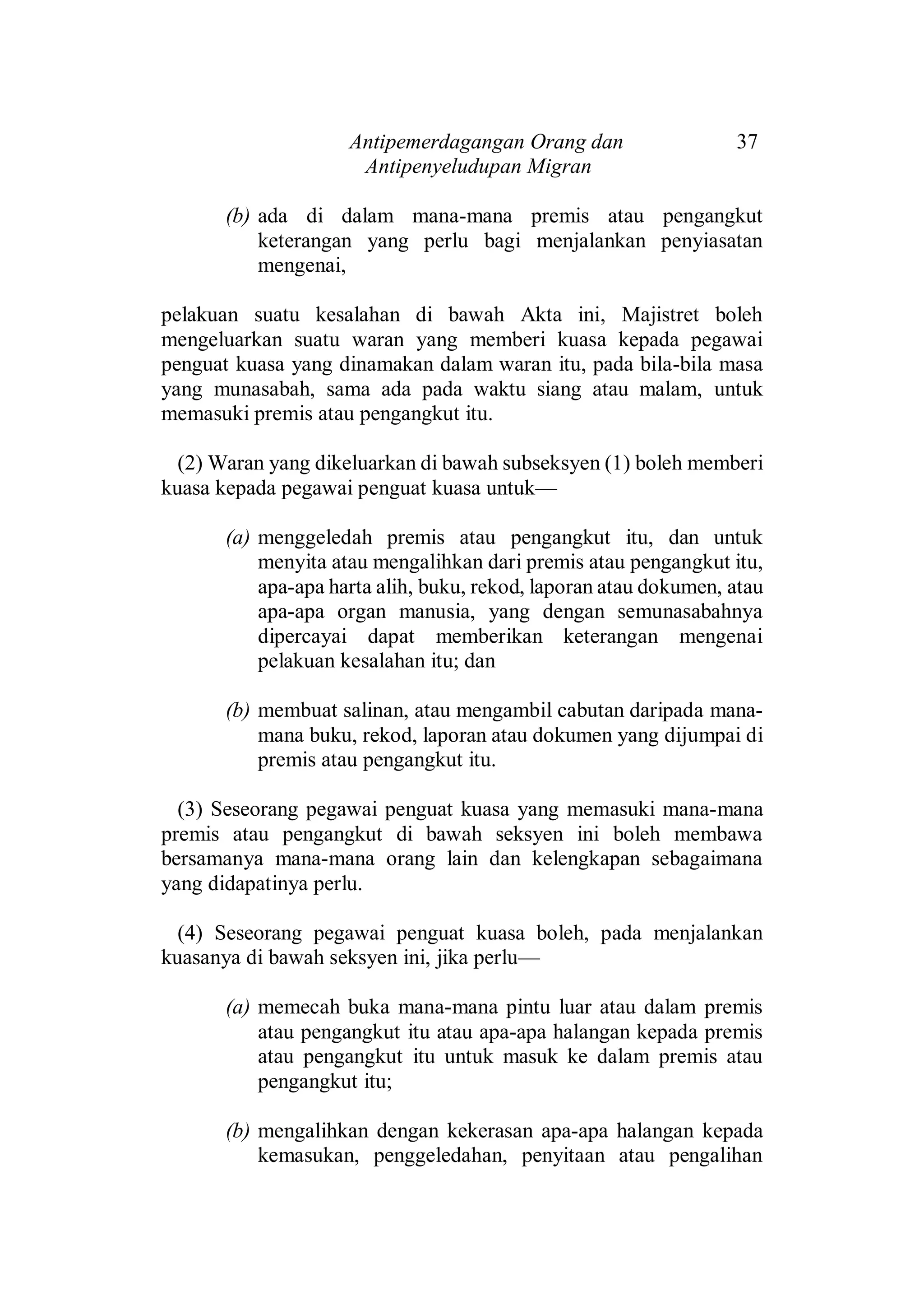 Akta Antipemerdegangan dan Penyeludupan Migran (ATIPSOM) Akta 670 | PDF