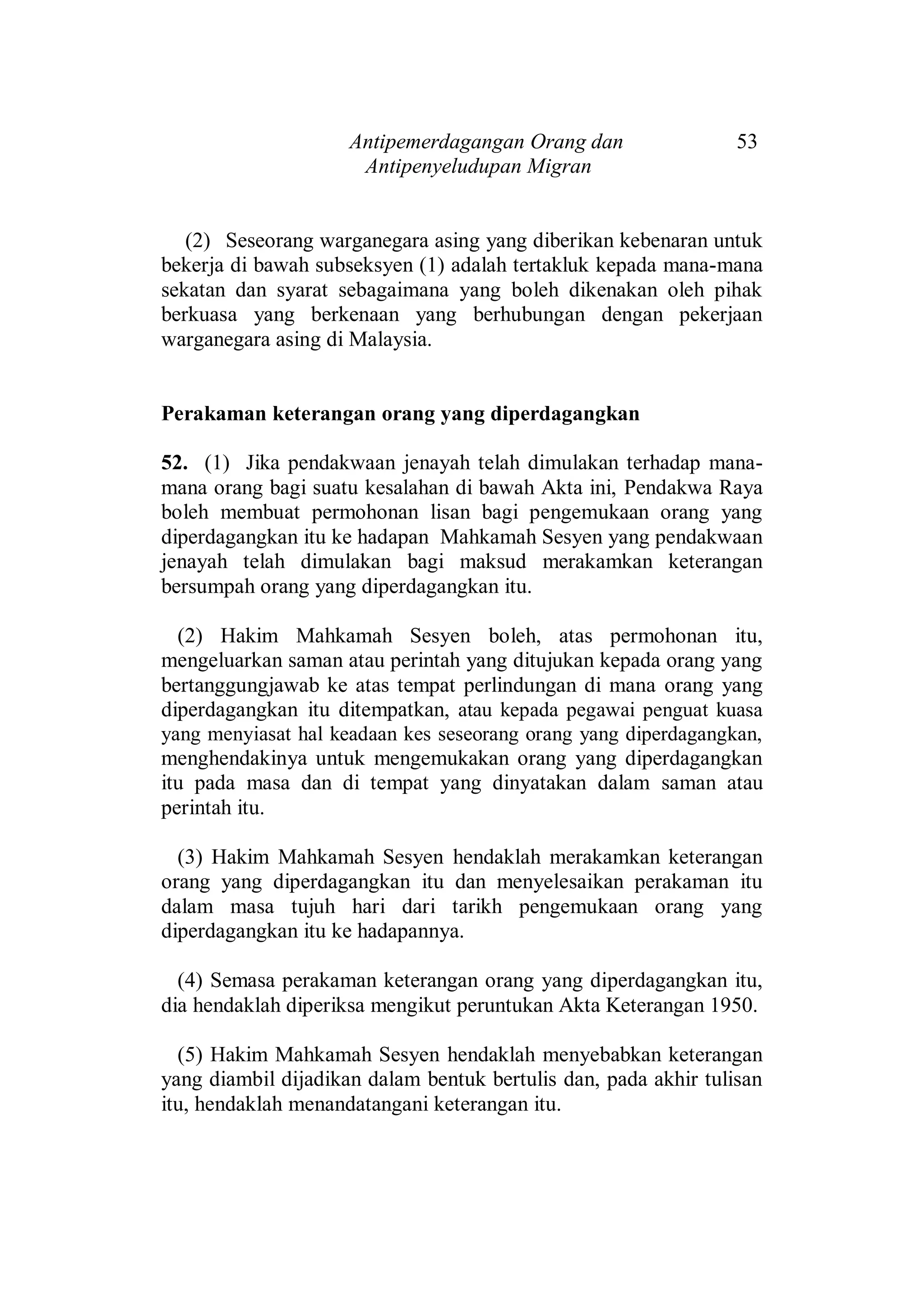 Akta Antipemerdegangan dan Penyeludupan Migran (ATIPSOM) Akta 670 | PDF