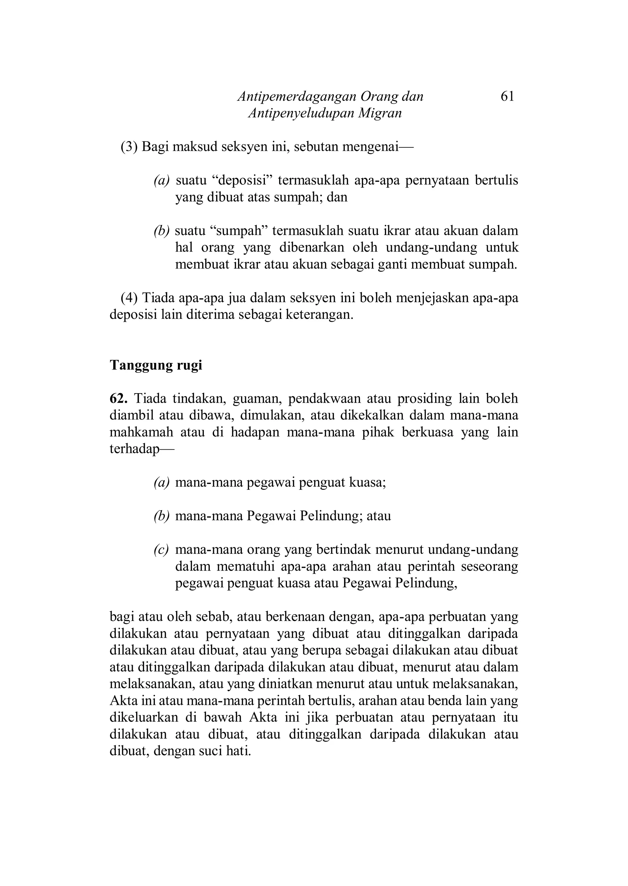 Akta Antipemerdegangan dan Penyeludupan Migran (ATIPSOM) Akta 670 | PDF