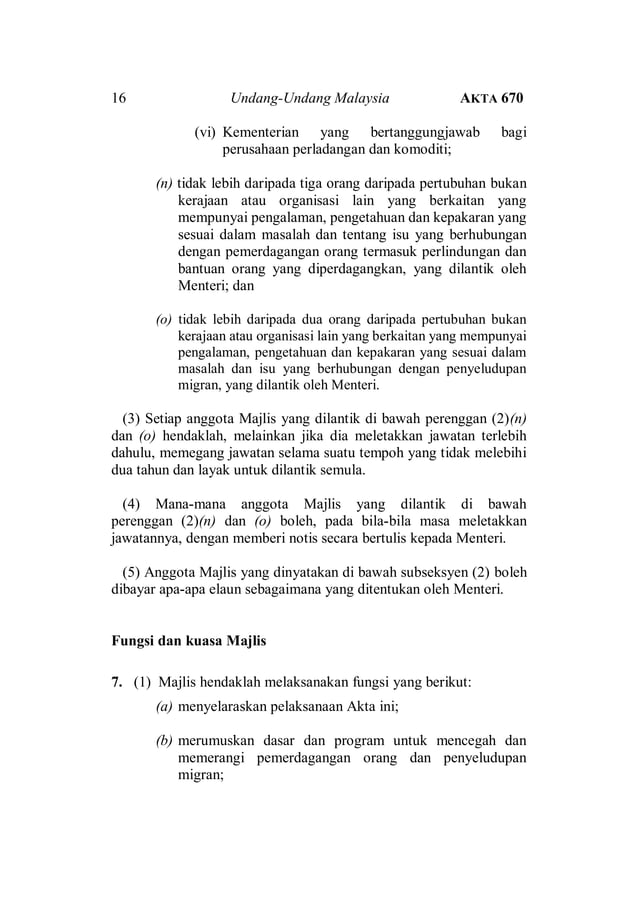 Akta Antipemerdegangan dan Penyeludupan Migran (ATIPSOM) Akta 670 | PDF